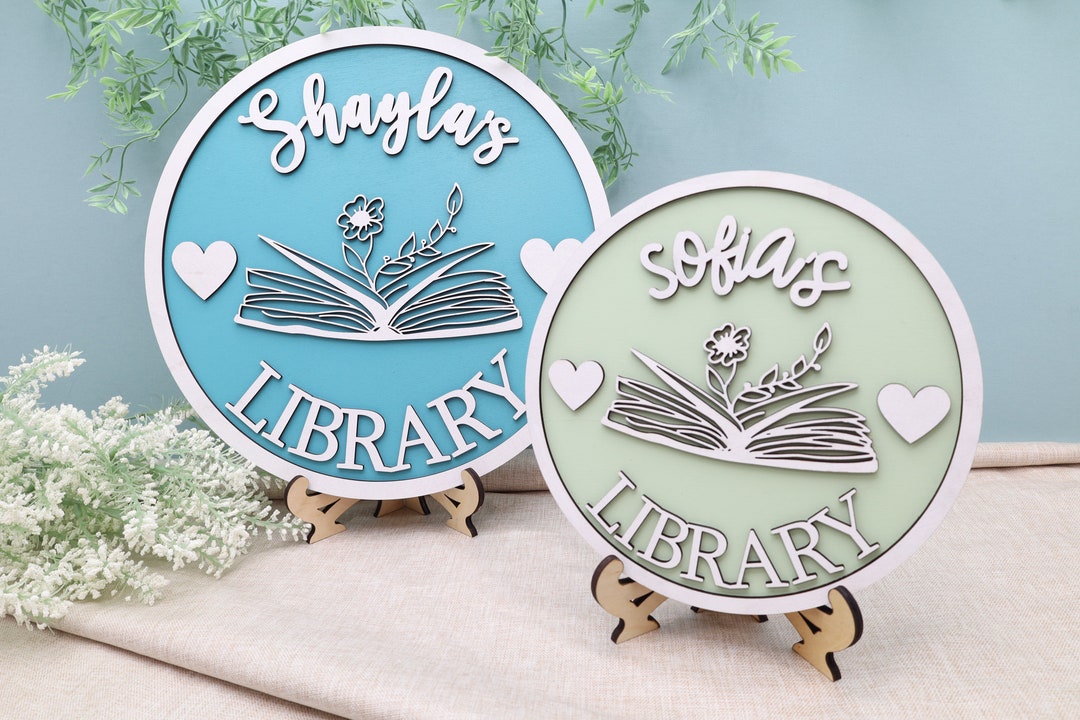 Library Wooden Sign, Personalized Book Lover Gift, Reader Gift, Library ...