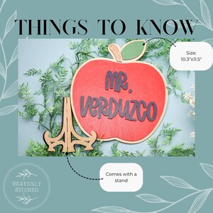 Personalized Apple Name Plate, Teacher Name Plate, Teacher Gift ...