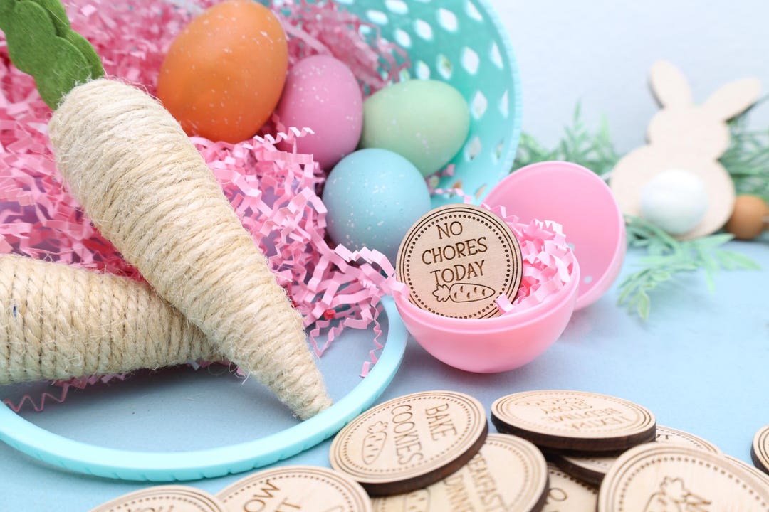 Wood Easter Tokens, Kids Reward Tokens, Egg Hunt Prize Tokens, Wood ...