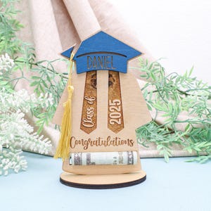Personalized Wooden Money Holder, 2025 Graduation Money Holder Frame ...
