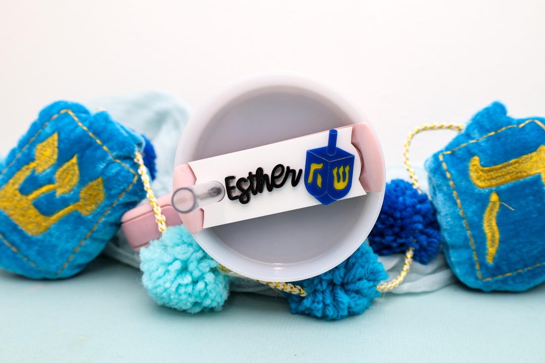 Hanukkah Dreidel Name Topper – Custom Blue Acrylic and Wood Name Tag - Etsy