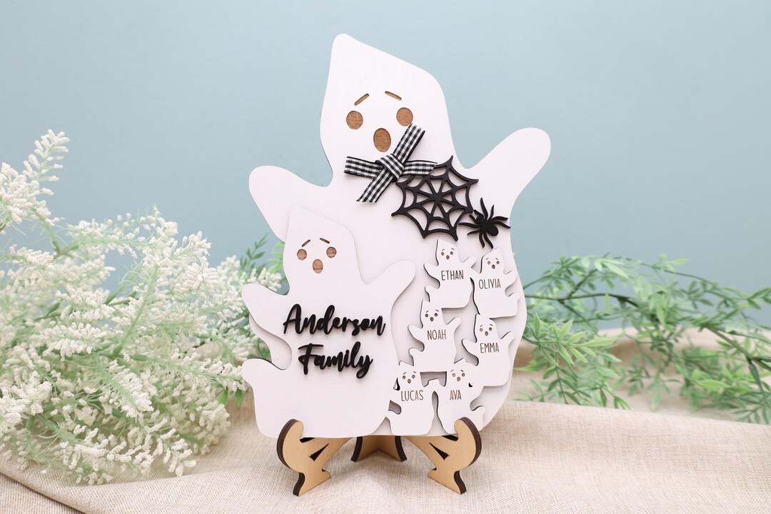 Personalized Ghost Family Sign, Halloween Family Name Sign, Fall Decor ...