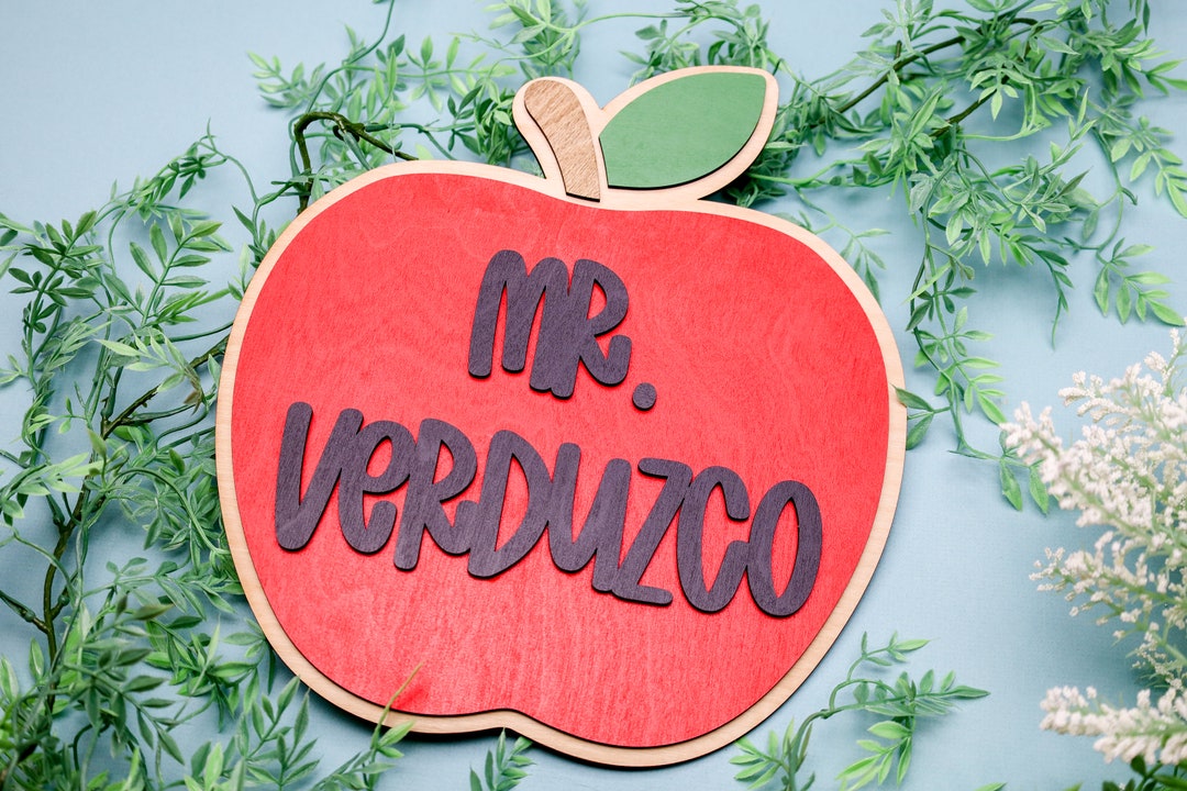 Personalized Apple Name Plate, Teacher Name Plate, Teacher Gift ...