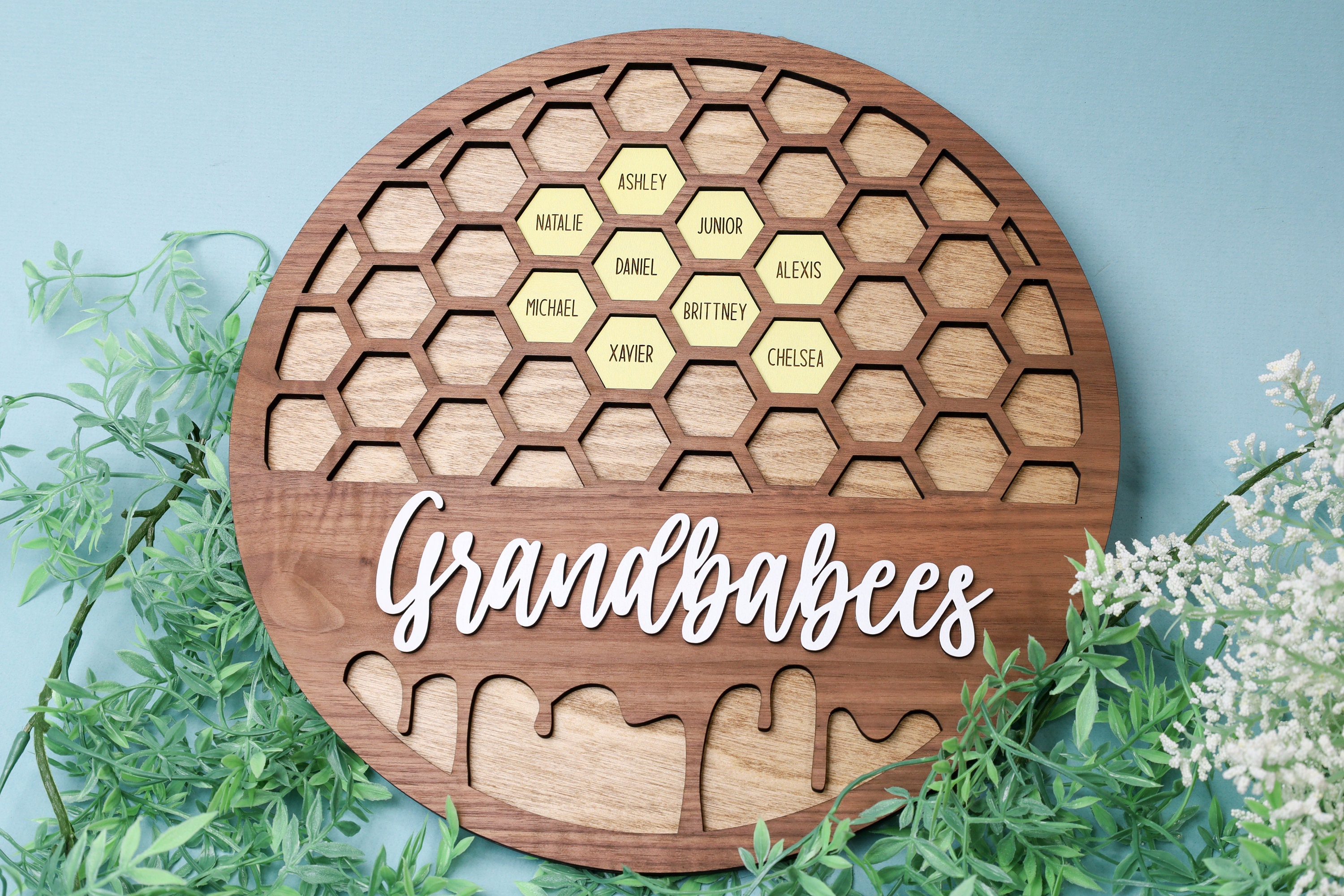 Grandbabees Sign, Bee Hive Family Tree , Gift for Mom, Grandma, Mother ...