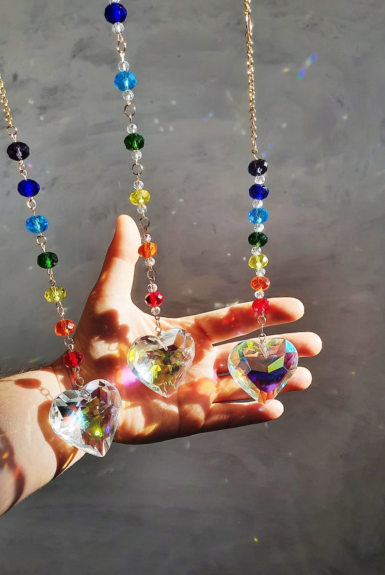 Heart Crystal Suncatcher | Rainbow Maker Window Hanging | Valentine ...