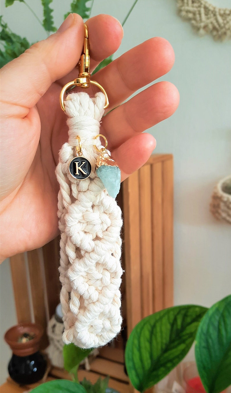 Custom Crystal Monogram Zodiac Macrame Wristlet Keychain - Etsy