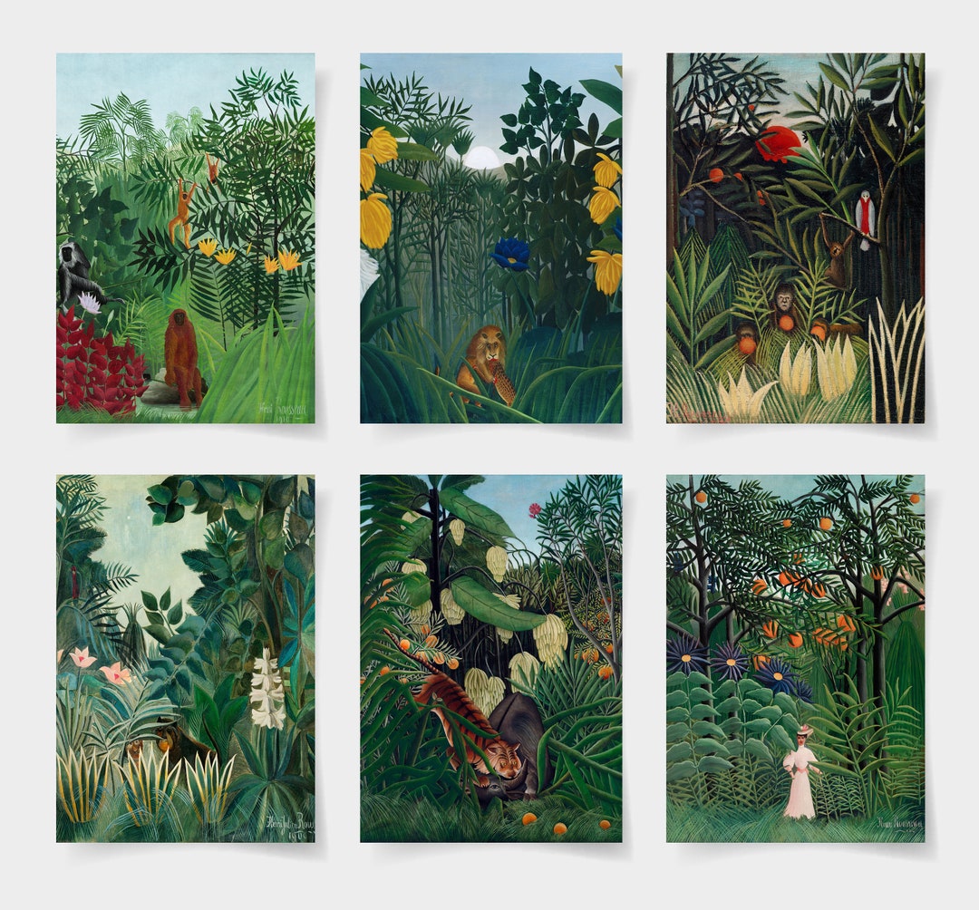 Set of 6 Prints Henri Rousseau, Art Prints, Wall Art, Jungle Wall Art ...