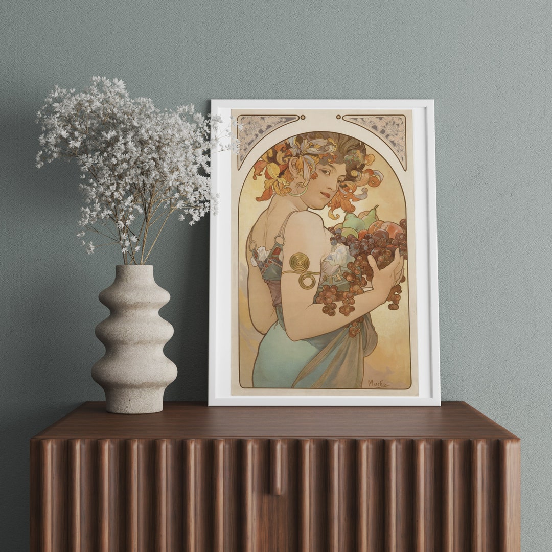Alphonse Mucha Print, Art Nouveau Woman With Fruit Poster - Etsy