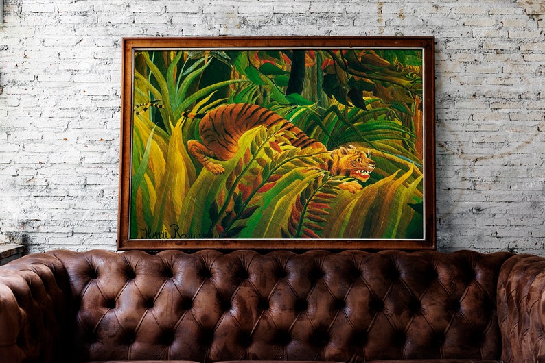 Jungle Tropical Poster Painting Henri Rousseau Tiger in a - Etsy