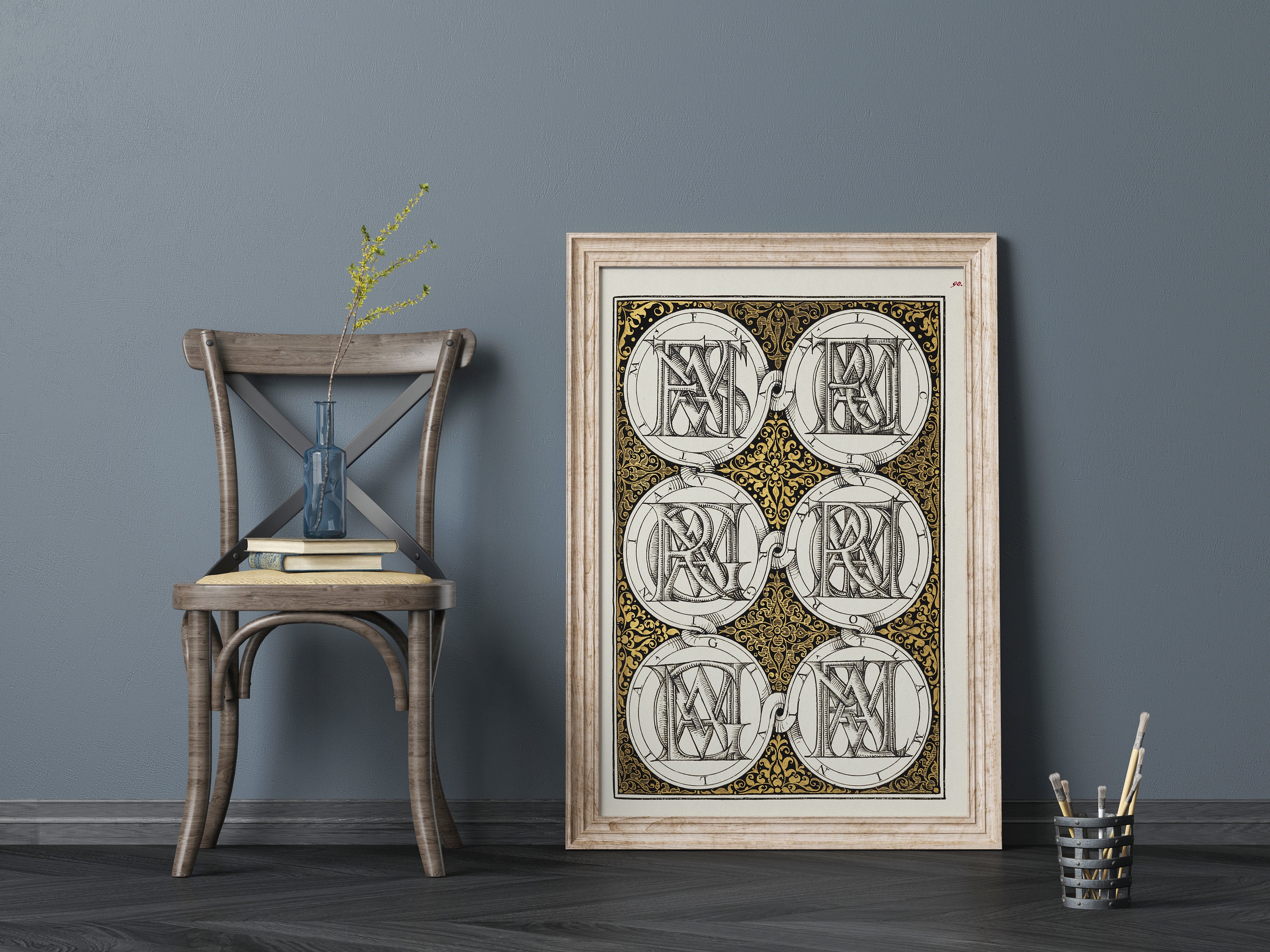 Medieval Print Calligraphy Poster Vintage Poster Botanical - Etsy