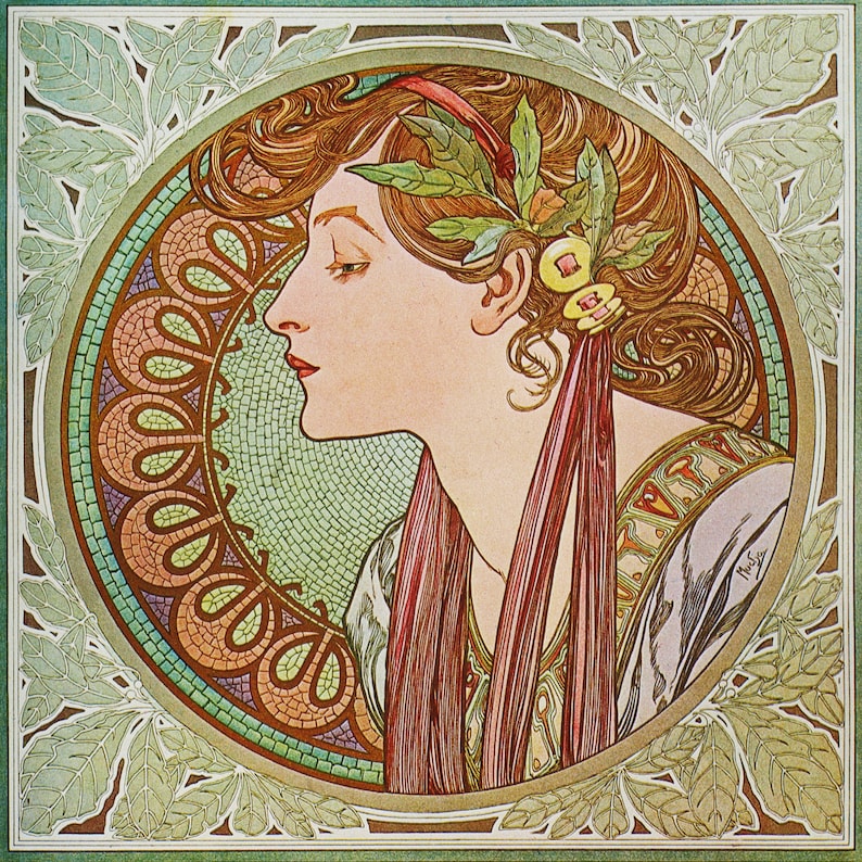 Alphonse Mucha Zodiac Painting, Vintage French Art Nouveau Print - Etsy