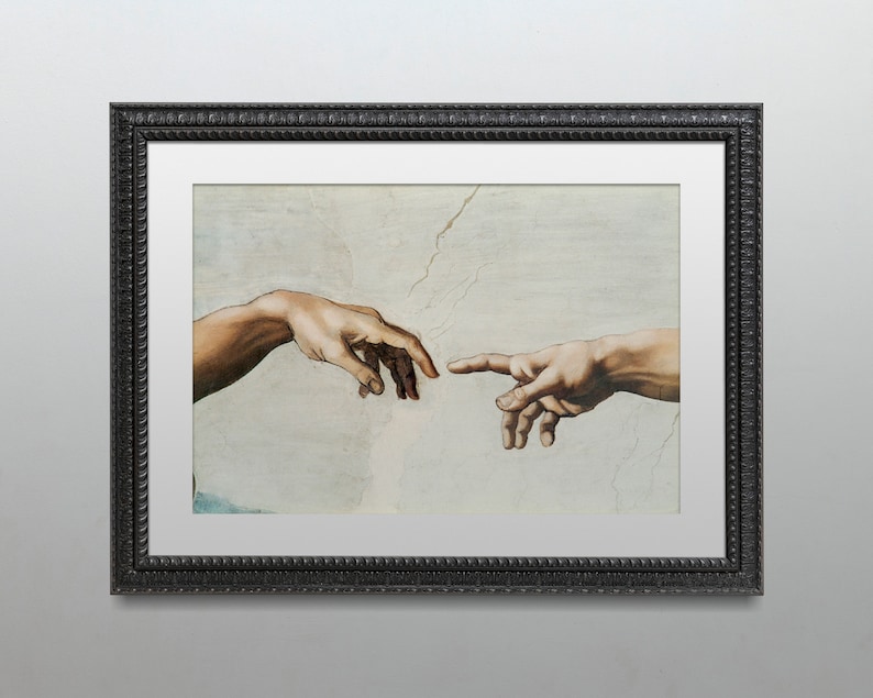 Print Michelangelo's schepping van Adam, Sixtijnse kapel ...