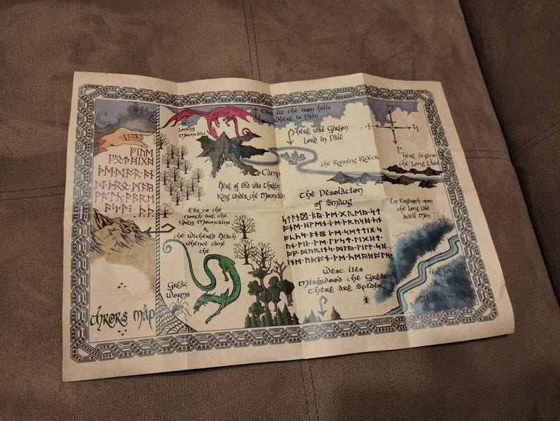 The Hobbit/thrors Map of Erebor, Thrain Elrond, Thorins Lonely Mountain ...