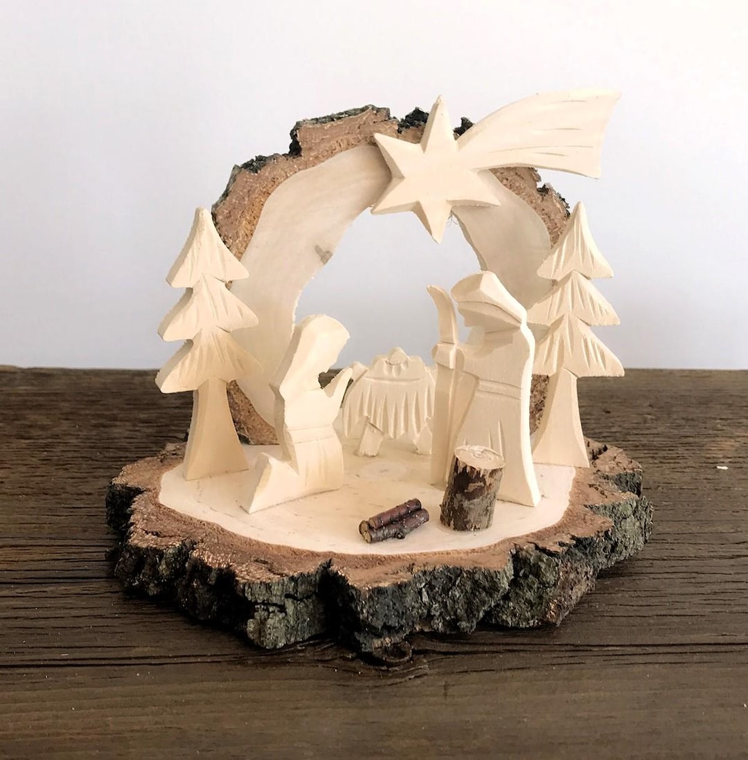 Christmas Nativity Set in Wooden Stable Nativity Scene Handmade ...