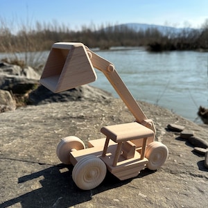 Digger Wooden Toys Excavator Truck Handmade Eco Natural Gift for Kids ...