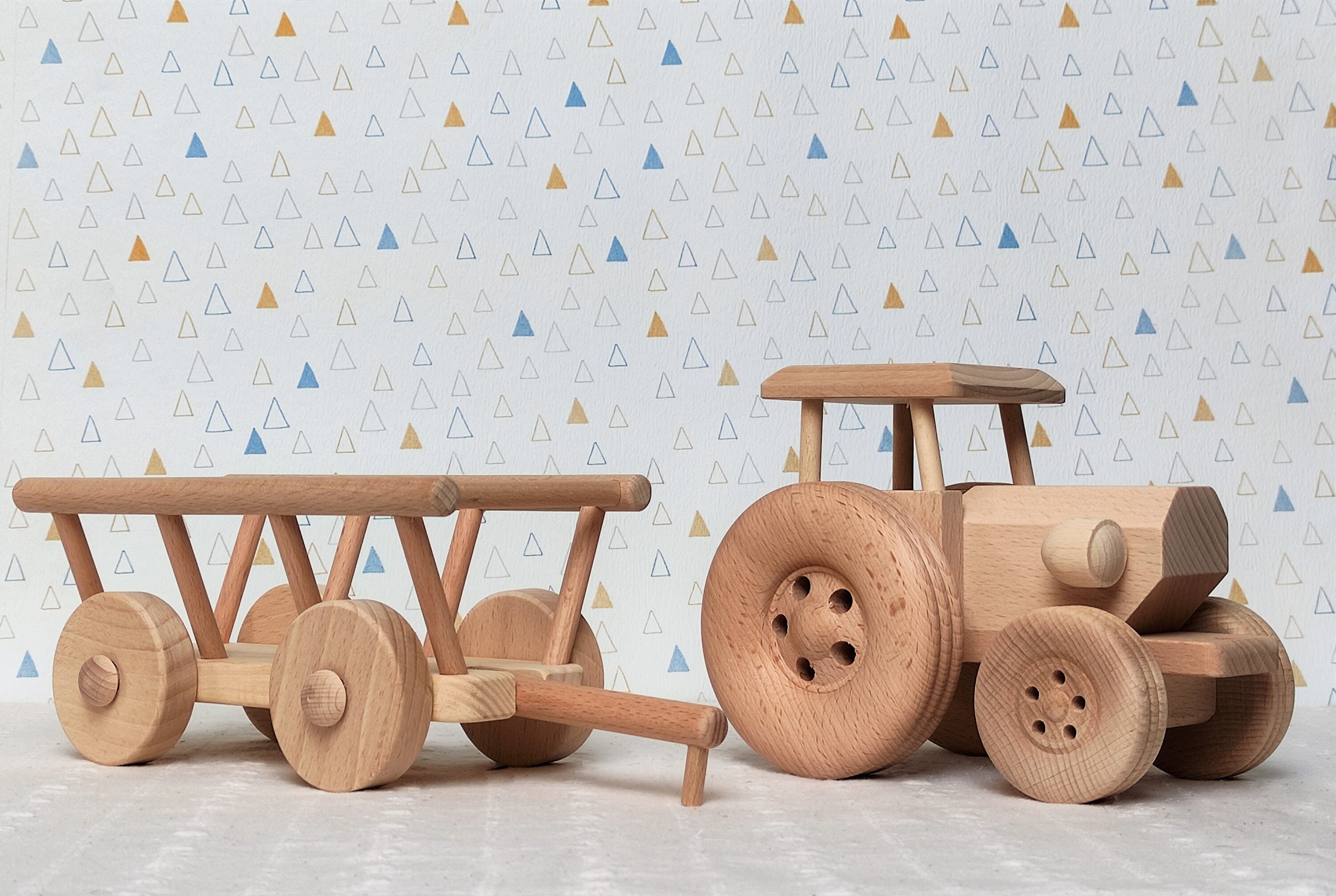 Tractor With Trailer Wooden Truck Toys for Kids Gift Handmade | Etsy