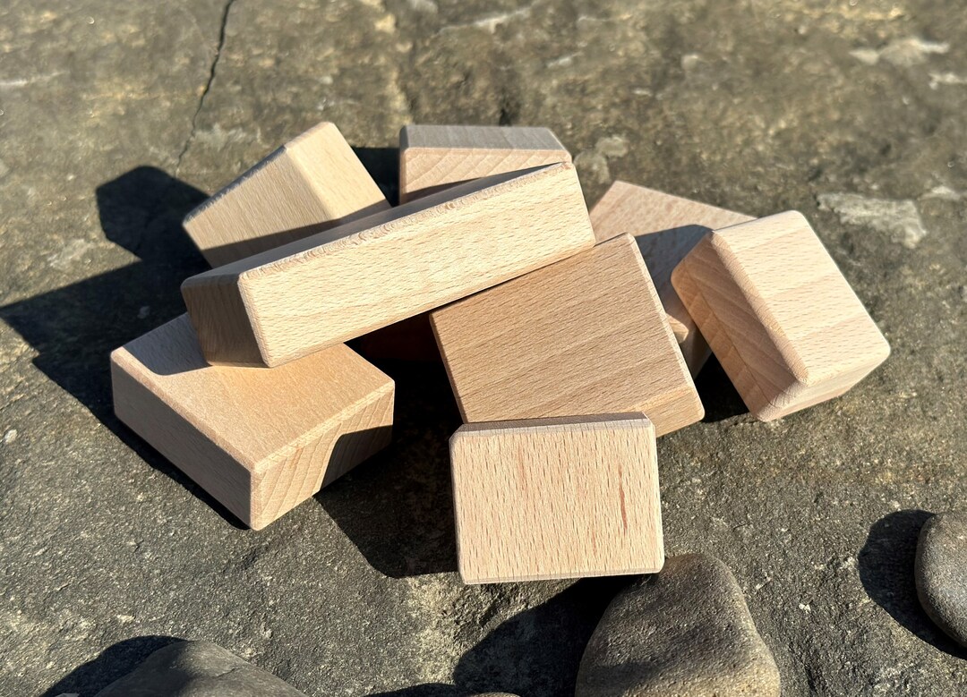Wooden Blocks Wooden Toys Montessori Handmade Blocks Set Wood Cubes ...