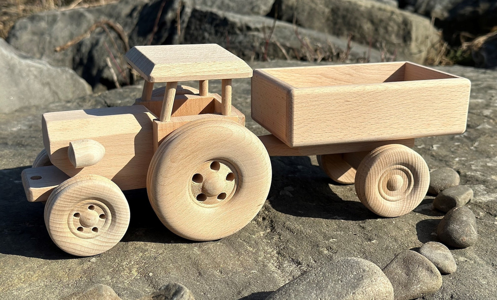 Tractor de madera con remolque, juguetes ecológicos para regalo de niño ...