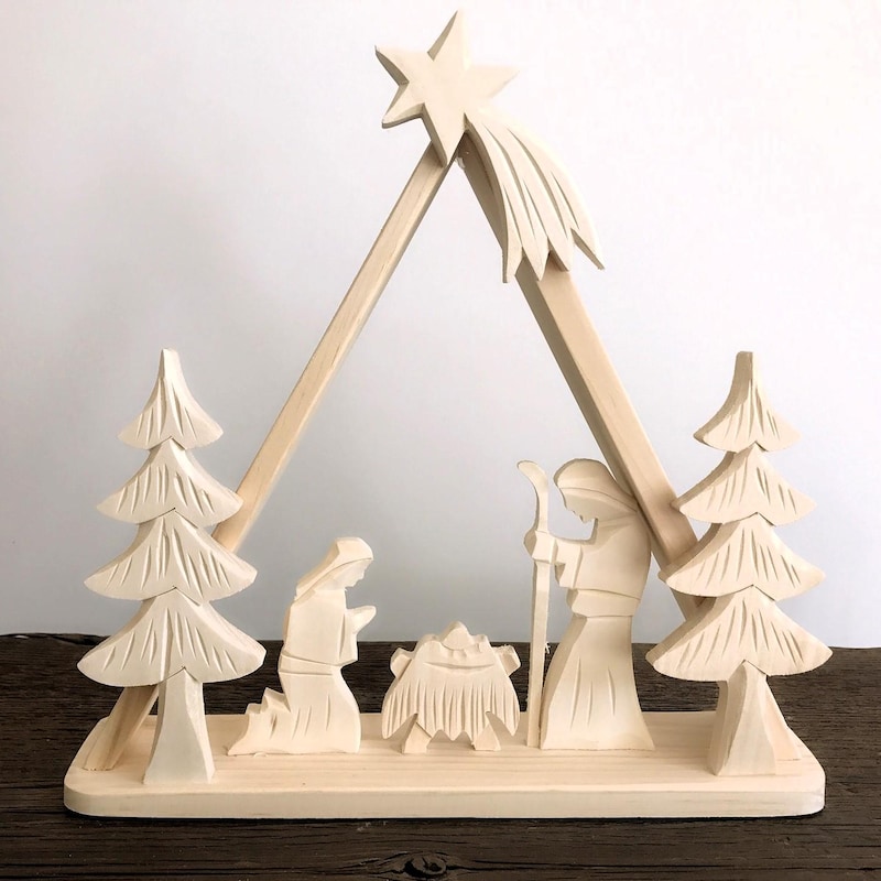 Illuminated Wooden Nativity Scenes - Etsy UK