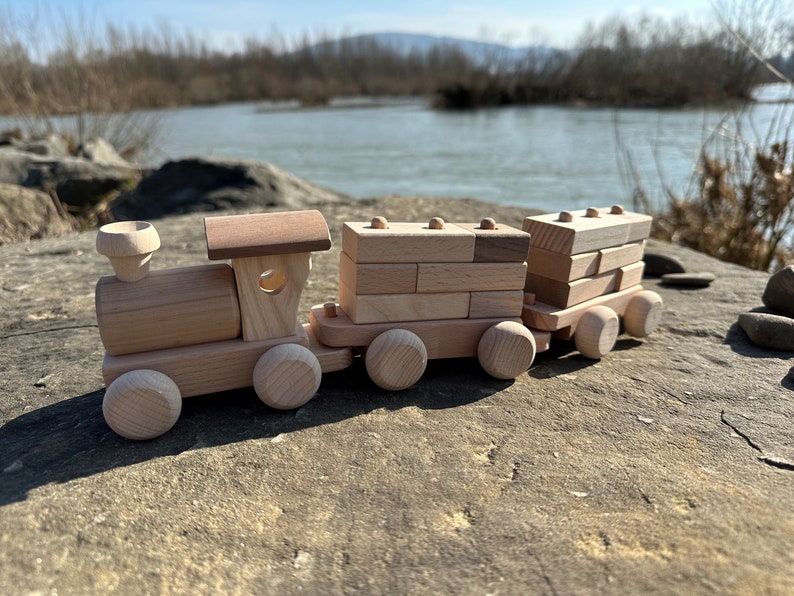 Wooden Train With Carriages/locomotive Toys Handmade Eco Natural ...