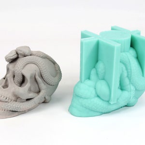 Human Skull Mold With Snakes- Occult Mold, Goth Crafts, Skull Candle ...