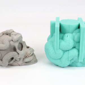 Human Skull Mold With Snakes- Occult Mold, Goth Crafts, Skull Candle ...