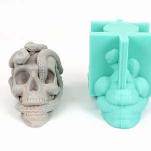 Human Skull Mold With Snakes- Occult Mold, Goth Crafts, Skull Candle ...
