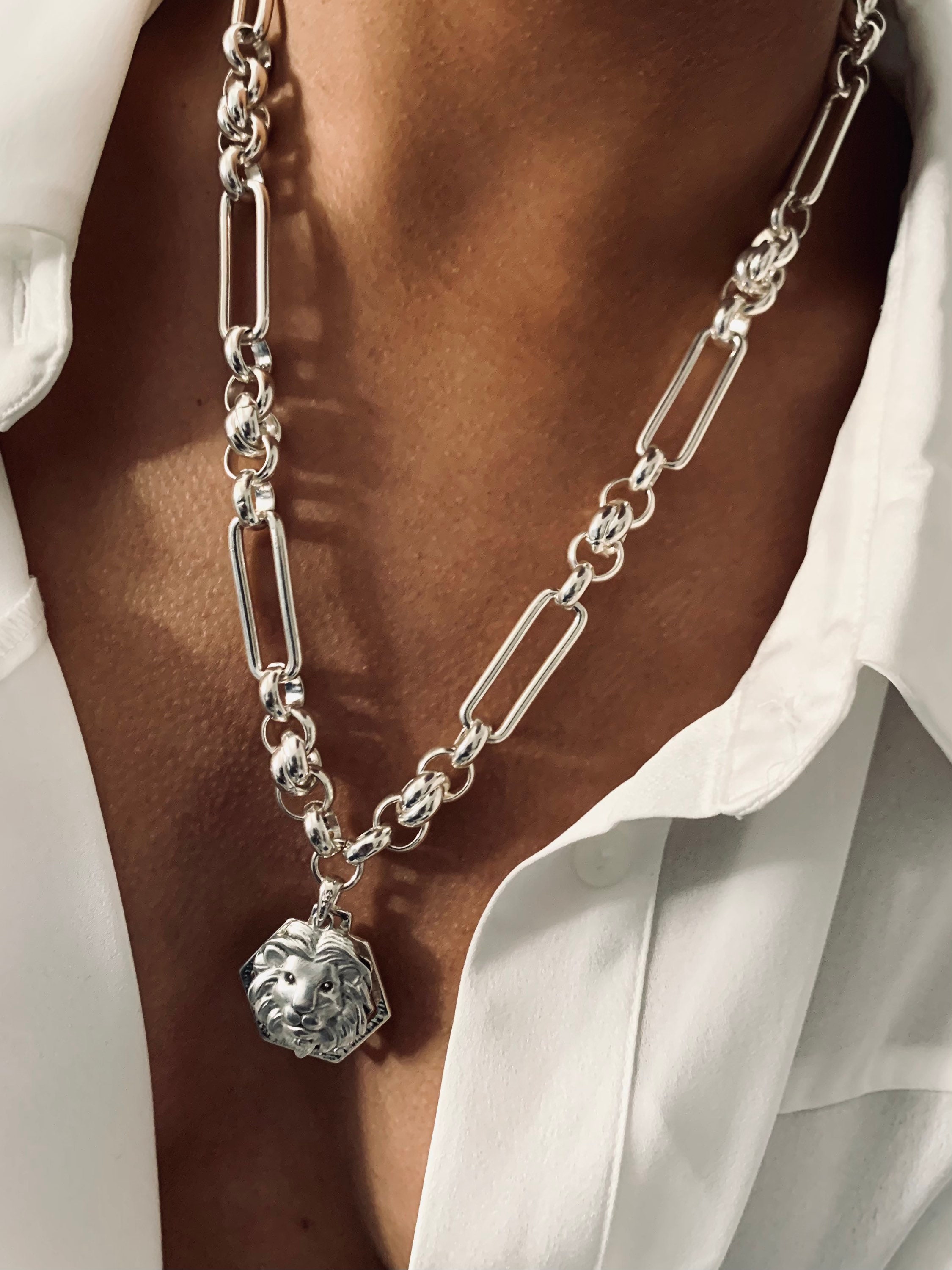 Women Lion Necklace Statement Necklace Chunky Link Chain - Etsy Canada