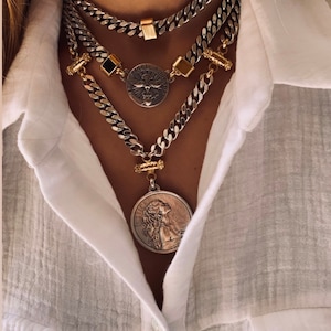Statement Necklace , Coin Collar, Medallion Necklace, Chunky Choker ...