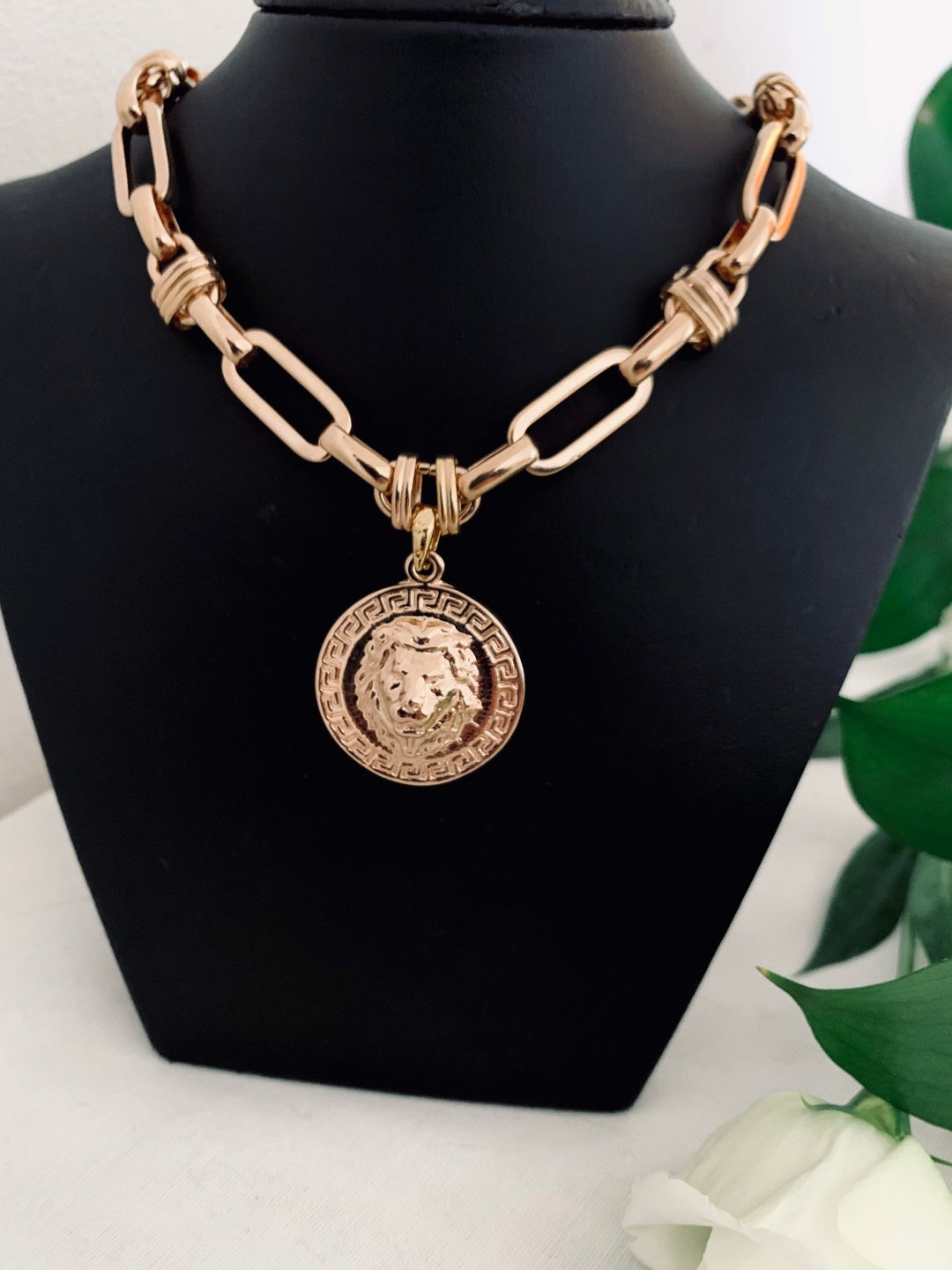 Women Lion Necklace, Statement Necklace, Chunky Link Chain Necklace ...