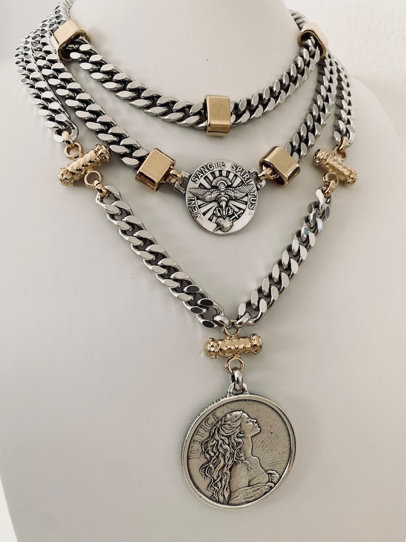 Statement Necklace Coin Collar Medallion Necklace Chunky - Etsy