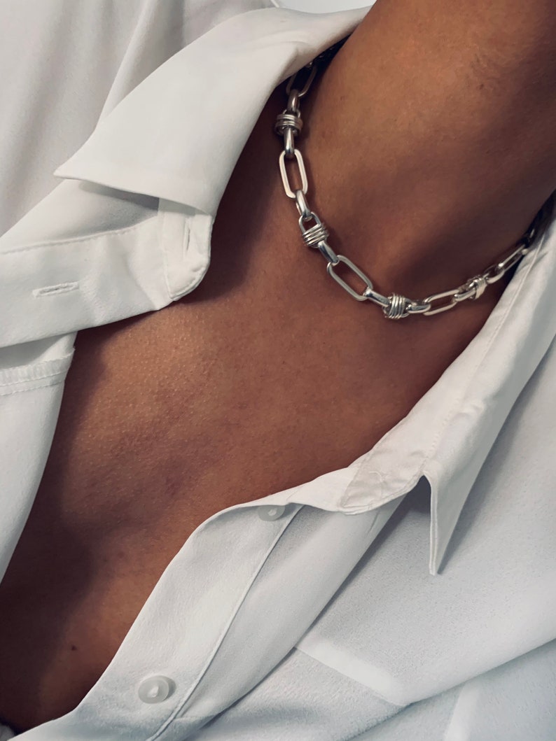 Silver Chunky Necklace Silver Choker Vintage Silver Jewelry - Etsy