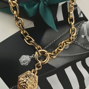 Lion Necklace , Statement Toggle Clasp Necklace, Statement Gold Link ...