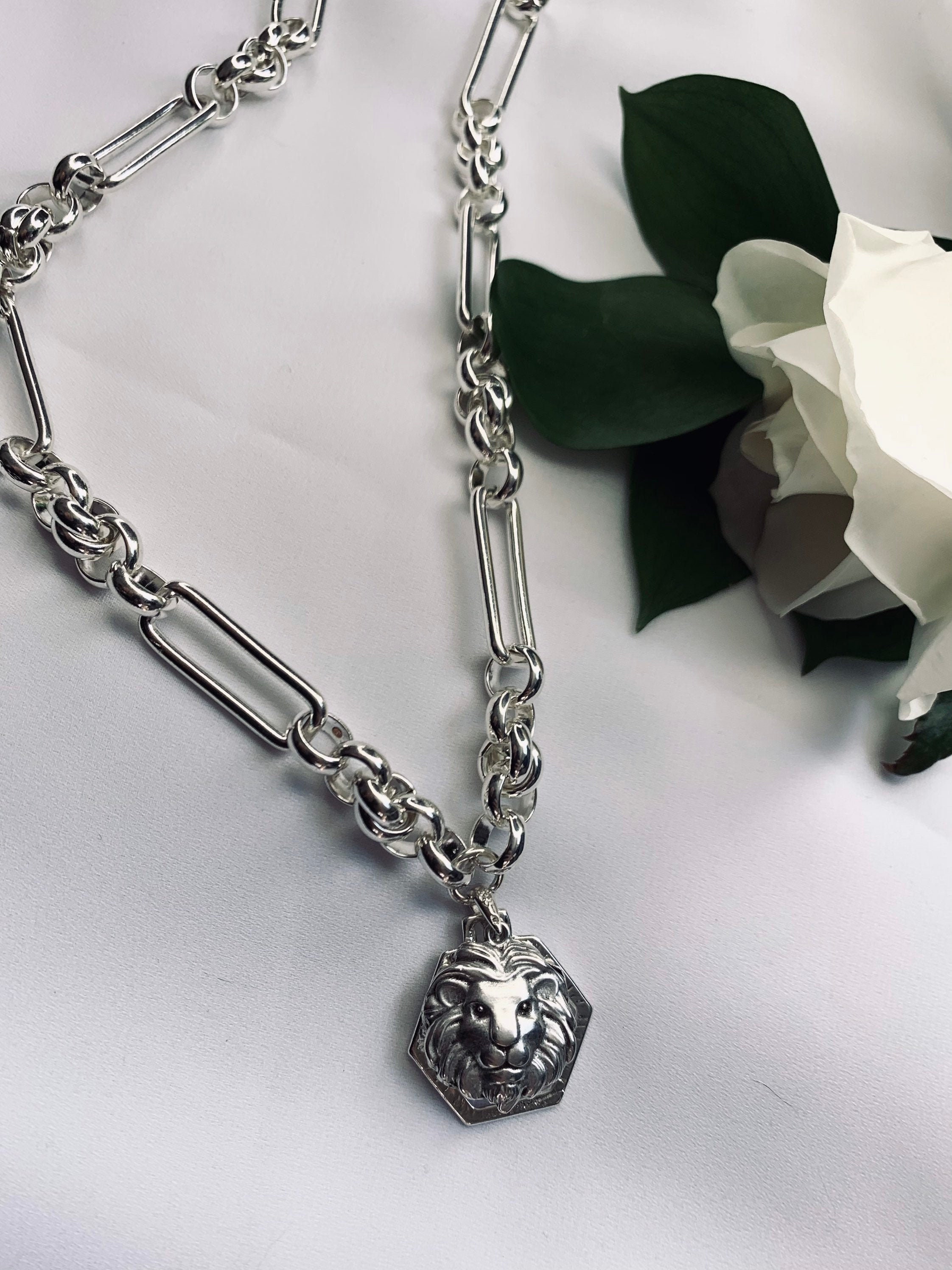 Lion Necklace , Unique Leo Necklace, Bold Antique Silver Necklace ...
