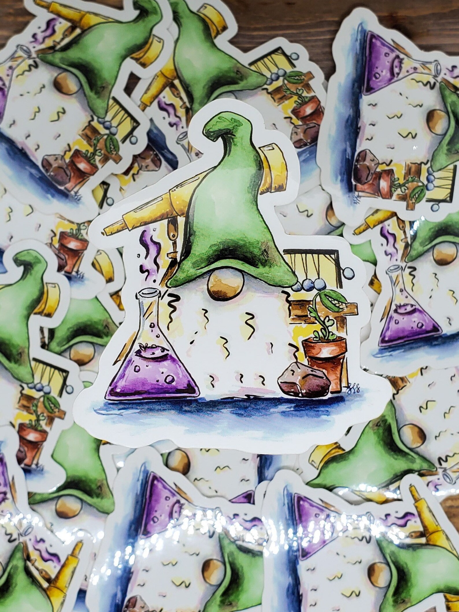 Science Teacher Gnome Vinyl Sticker School Scientist Educator Die Cut ...