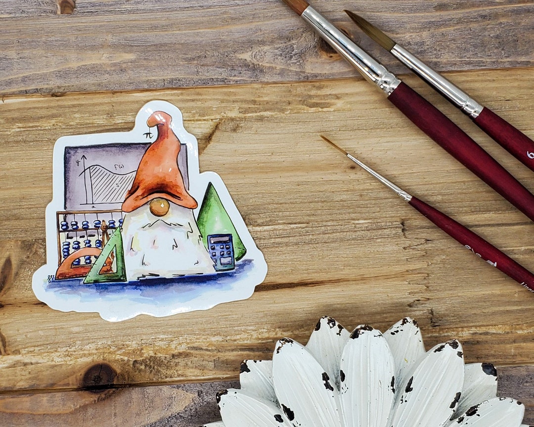 Math Teacher Gnome Vinyl Sticker | School Arithmetic Educator Die Cut ...