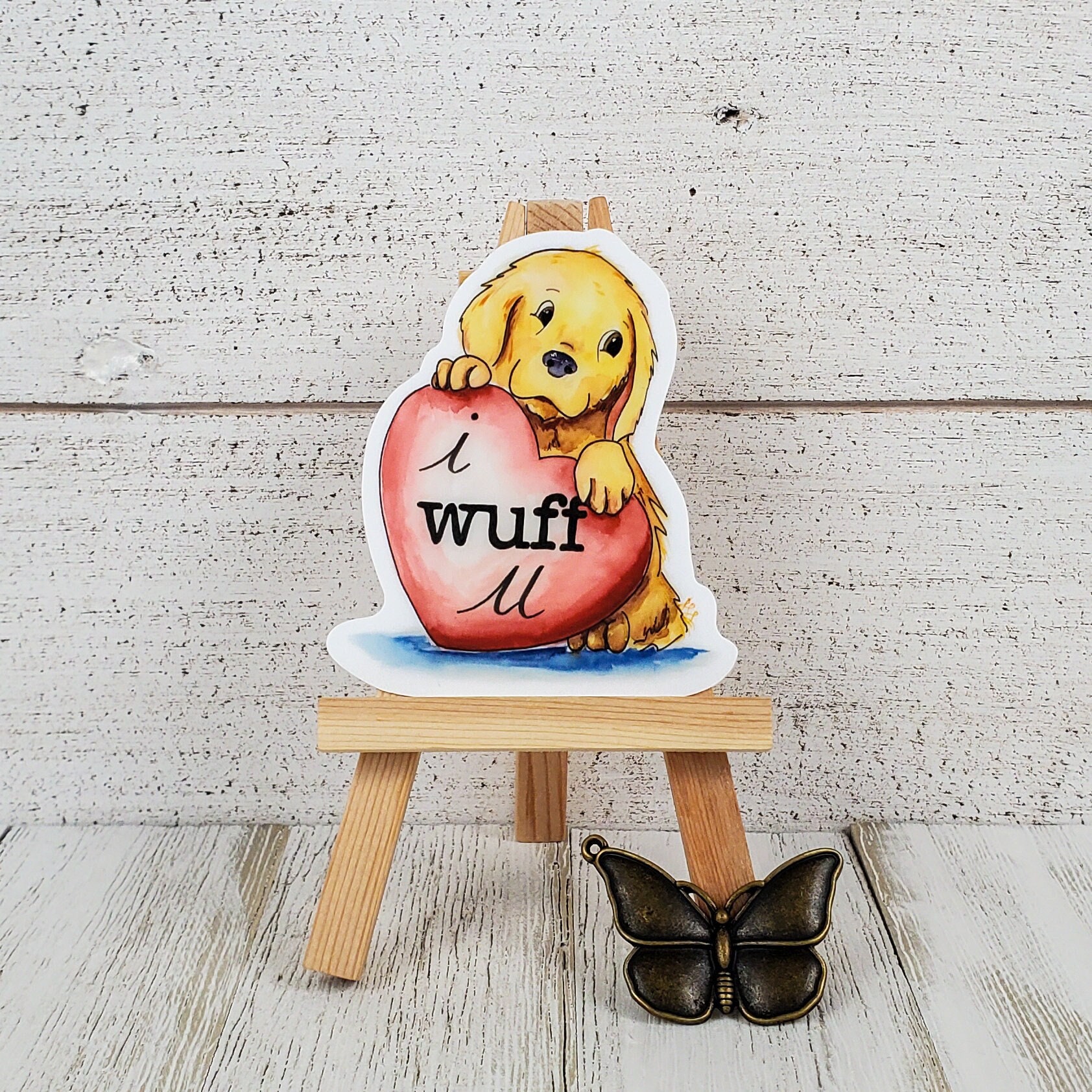 I Wuff U Puppy Vinyl Sticker Heart and Dog Die Cut Stickers - Etsy