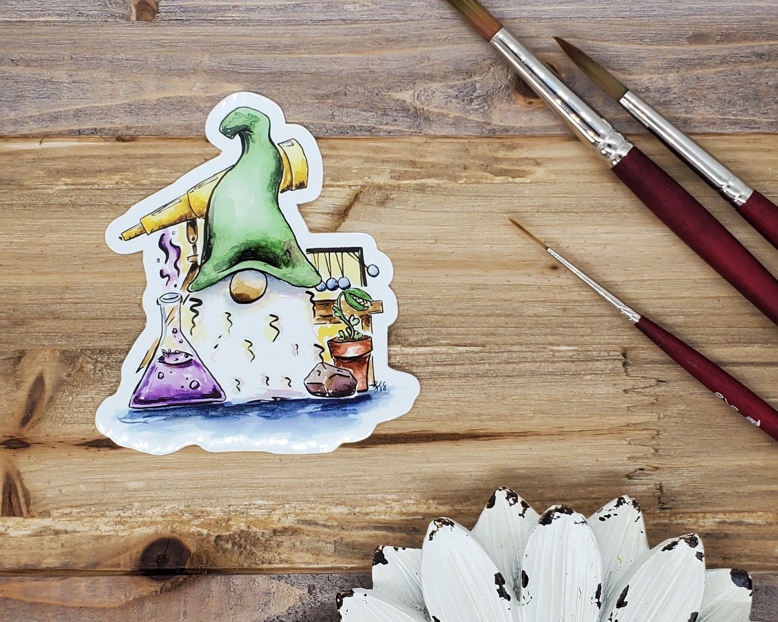 Science Teacher Gnome Vinyl Sticker School Scientist Educator Die Cut ...