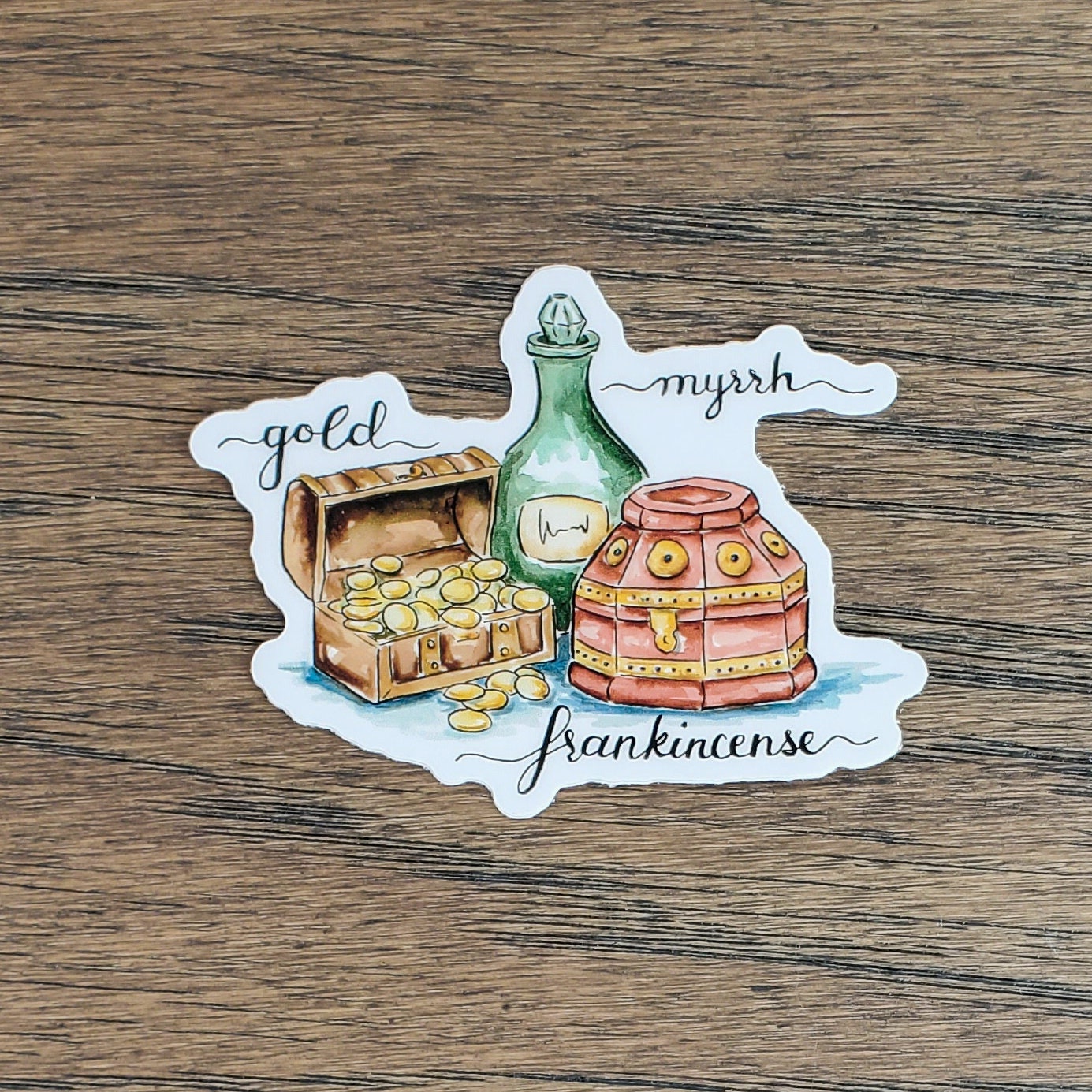 Magi's Gifts Vinyl Sticker | Gold, Frankincense, and Myrrh Die Cut ...