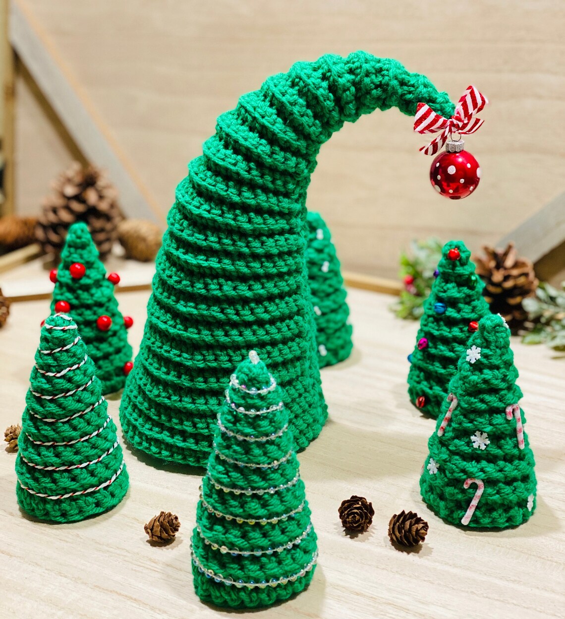 Christmas Cone Tree Crochet Yarn Tree Farmhouse Home Decor - Etsy
