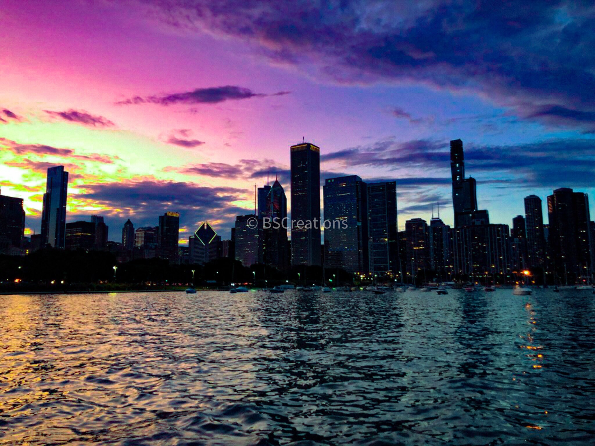 Chicago Skyline & Lake Michigan Photo: Canvas Art, Glass Tray, or ...