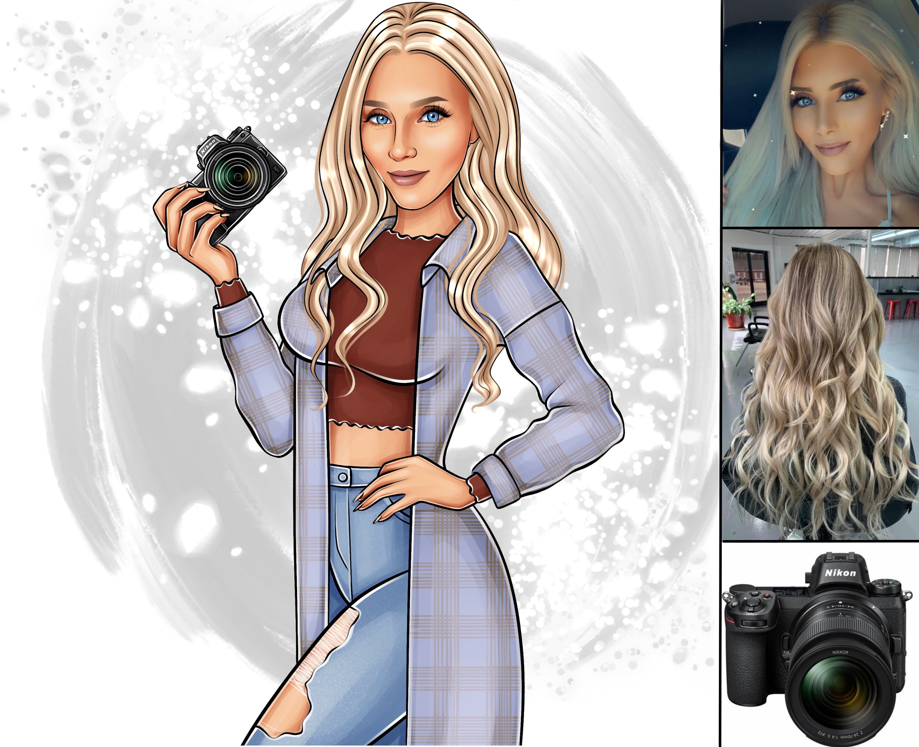 Makeup Artist Cartoon Logo Digital Portrait Logo Design | Etsy