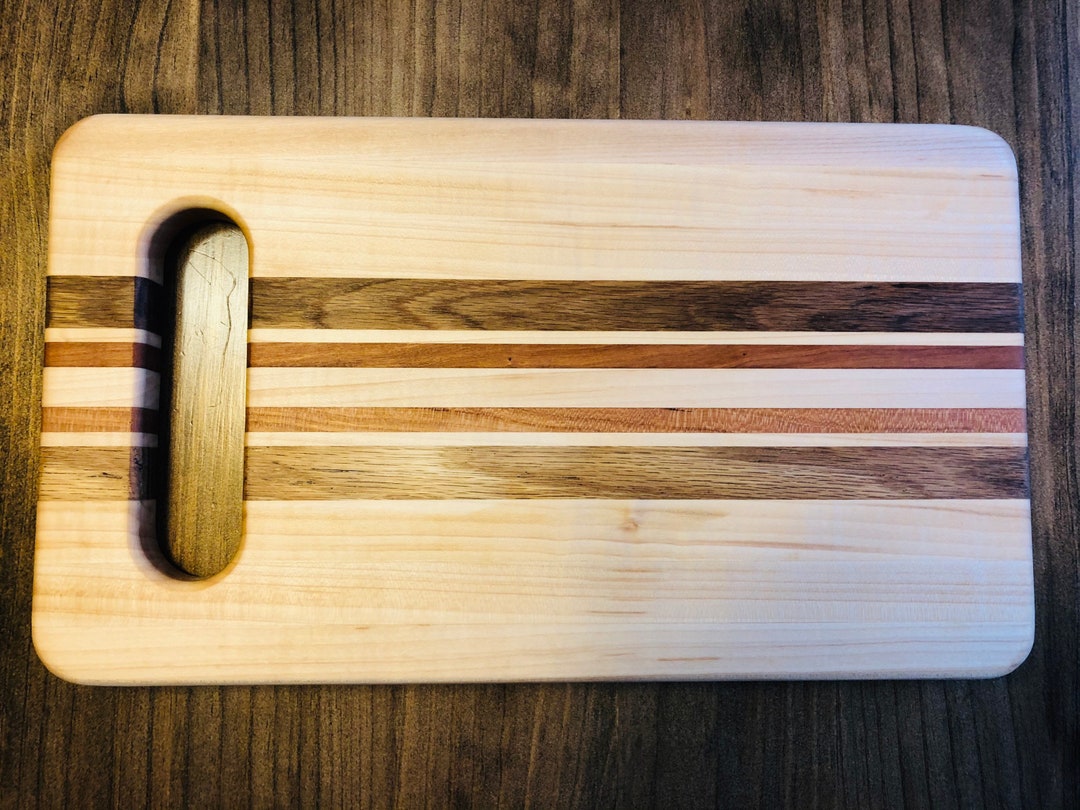 Edge Grain Cutting Board With Handle - Etsy