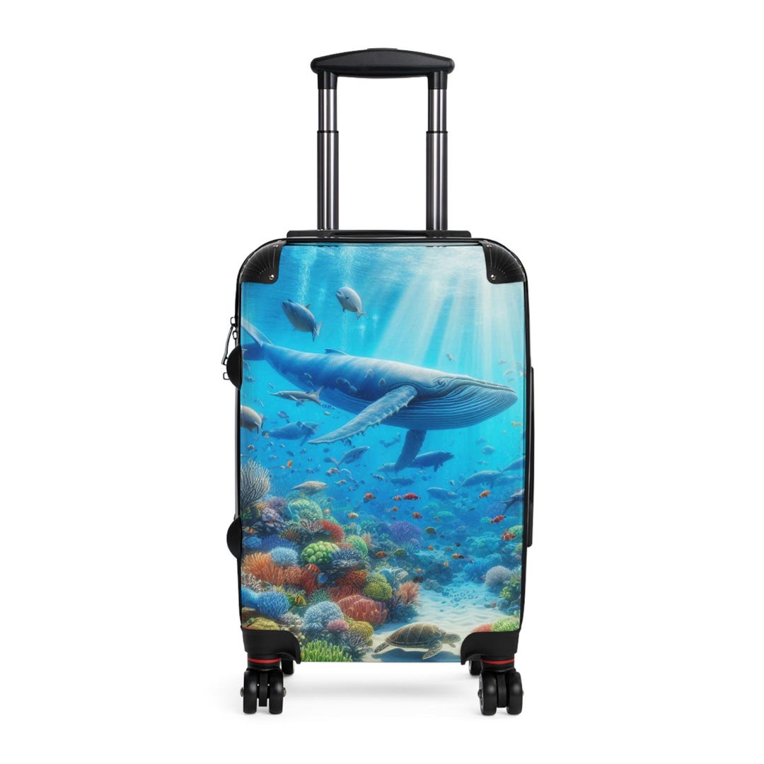 Ocean Life Suitcase, Sea Creatures Pattern Luggage, Travel Bag for ...
