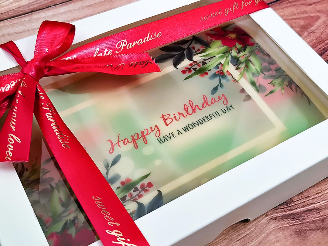 Chocolate Birthday Card, Fully Edible Picture Printed Onto Chocolate ...
