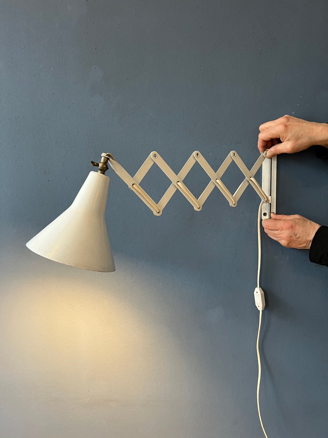 White Metal Mid Century Scissor Wall Lamp - Etsy