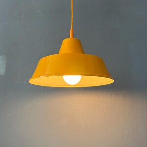 Small Vintage Yellow Industrial Pendant Lamp - Etsy