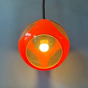 Mid Century Orange 'bug Eye' Massive Pendant Lamp / Space Age Light ...