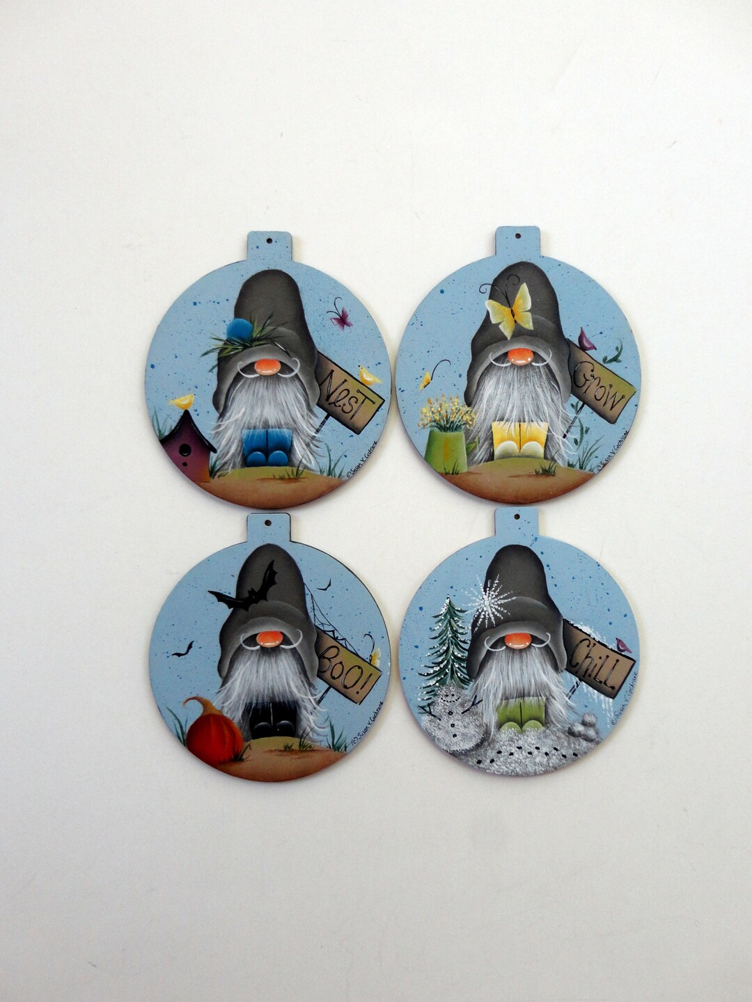 Nest, Grow, Boo, Chill Gnome Ornaments - Etsy
