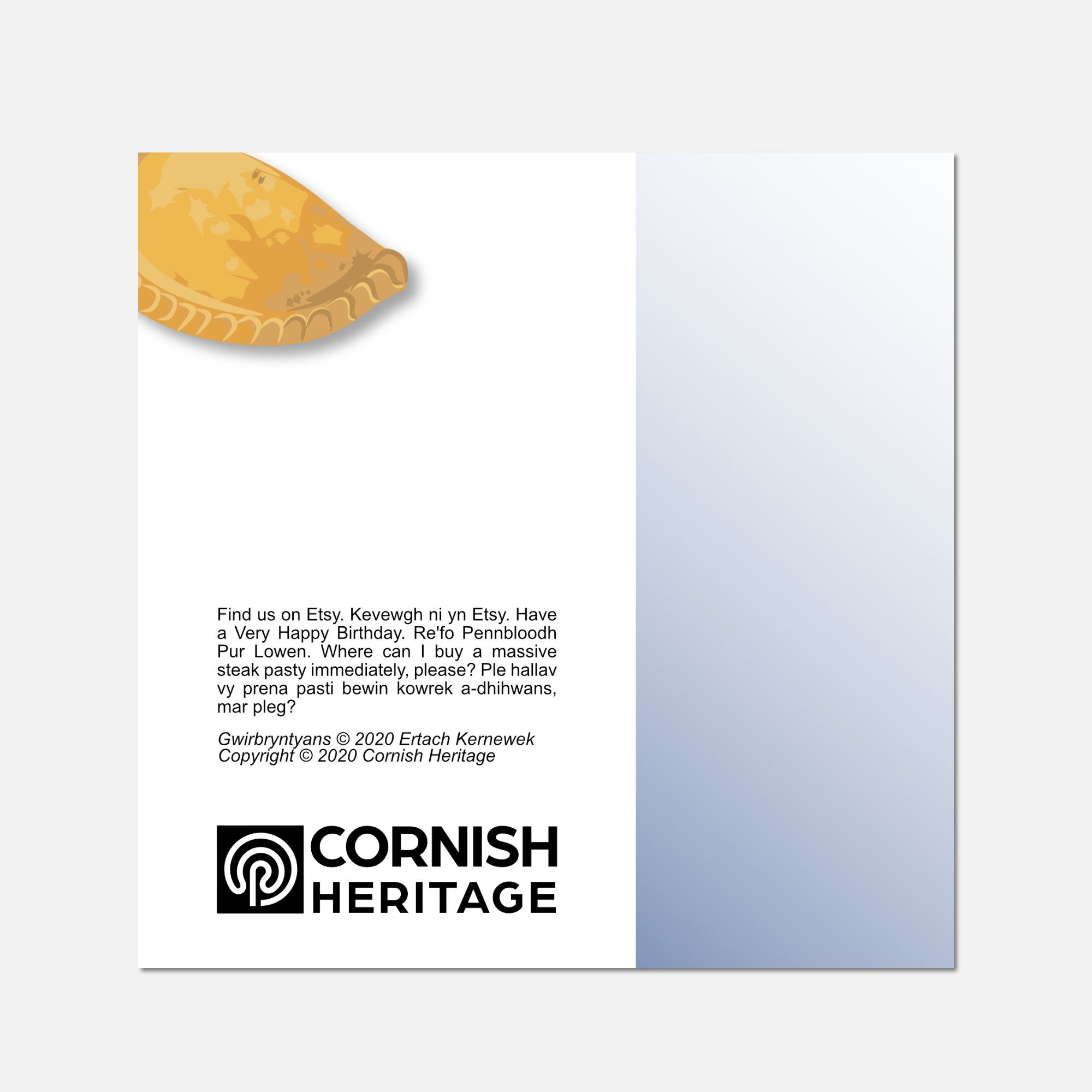 Cornish Birthday Card, Cornishware Plate With Cornish Pasty, Cornish ...